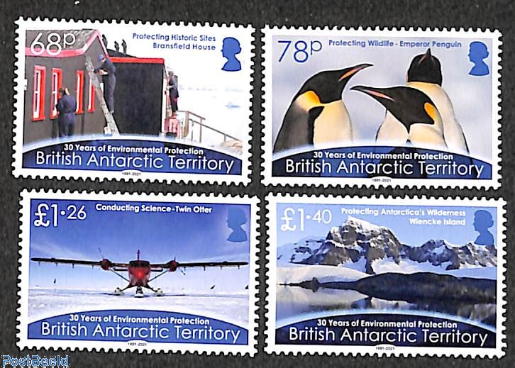 Stamp 2021, British Antarctica 30 Years of Environmental Protection 4v ...