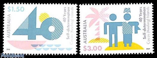 Stamp 2024, Cocos Islands 40 years Self-Determination 2v, 2024 ...