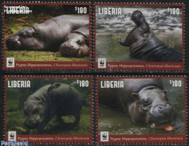Stamp 2016, Liberia WWF, Pygmy Hippopotamus 4v, 2016 - Collecting ...