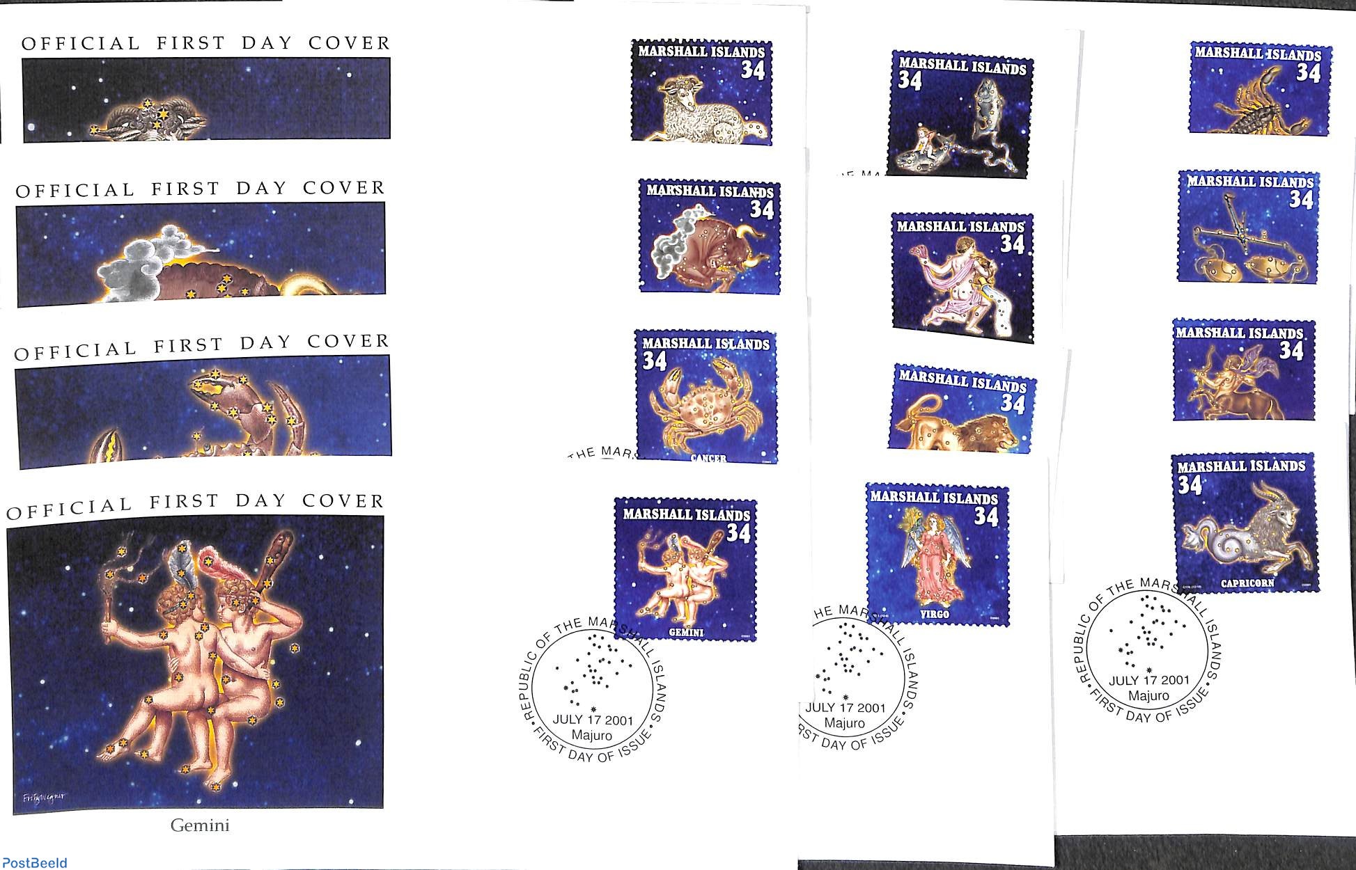Stamp 2001, Marshall Islands Zodiac 12v m/s, 2001 - Collecting Stamps ...
