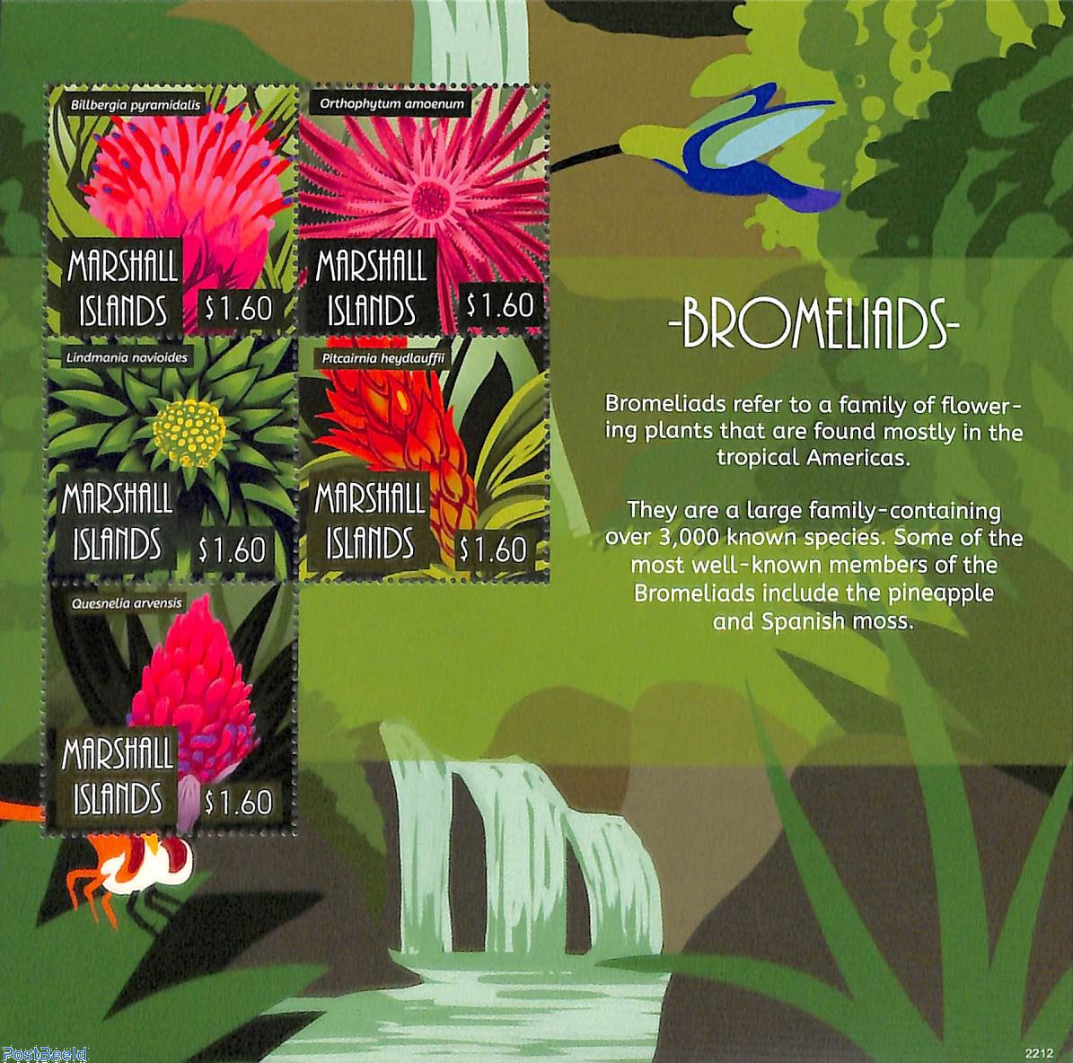 Stamp 2022, Marshall Islands Bromeliads 5v m/s, 2022 - Collecting ...
