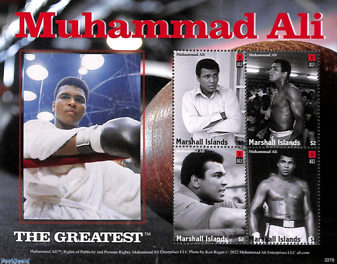 Stamp 2022, Marshall Islands mUHAMMAD aLI 4V M/S, 2022 - Collecting ...