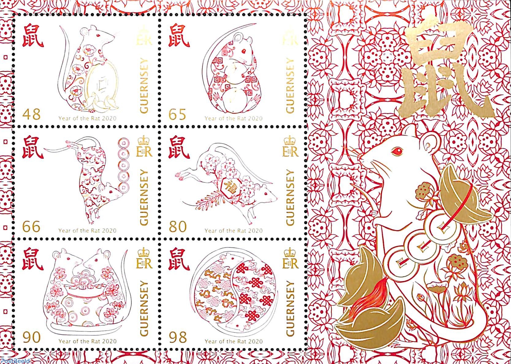 Stamp 2020, Guernsey Year of the rat 6v m/s, 2020 - Collecting Stamps ...