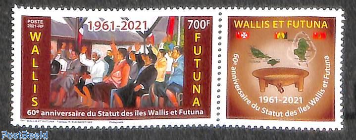Stamp 2021, Wallis & Futuna 60 years Statute 1v+tab, 2021 - Collecting ...